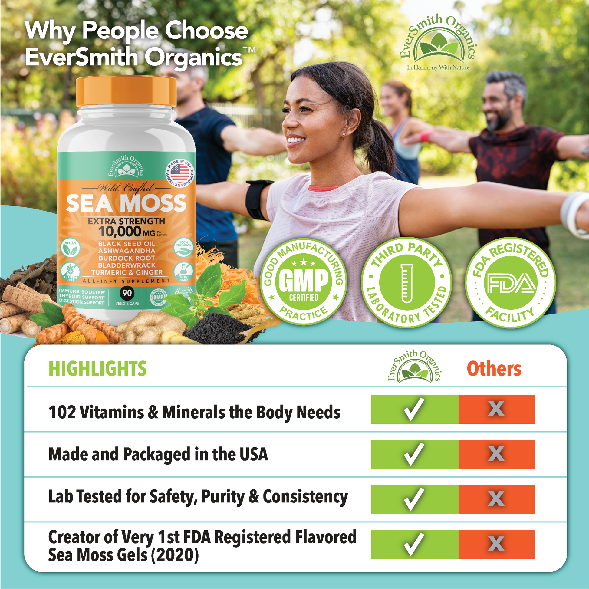 Sea Moss, Black Seed Oil & Ashwagandha Capsules | EverSmith Organics